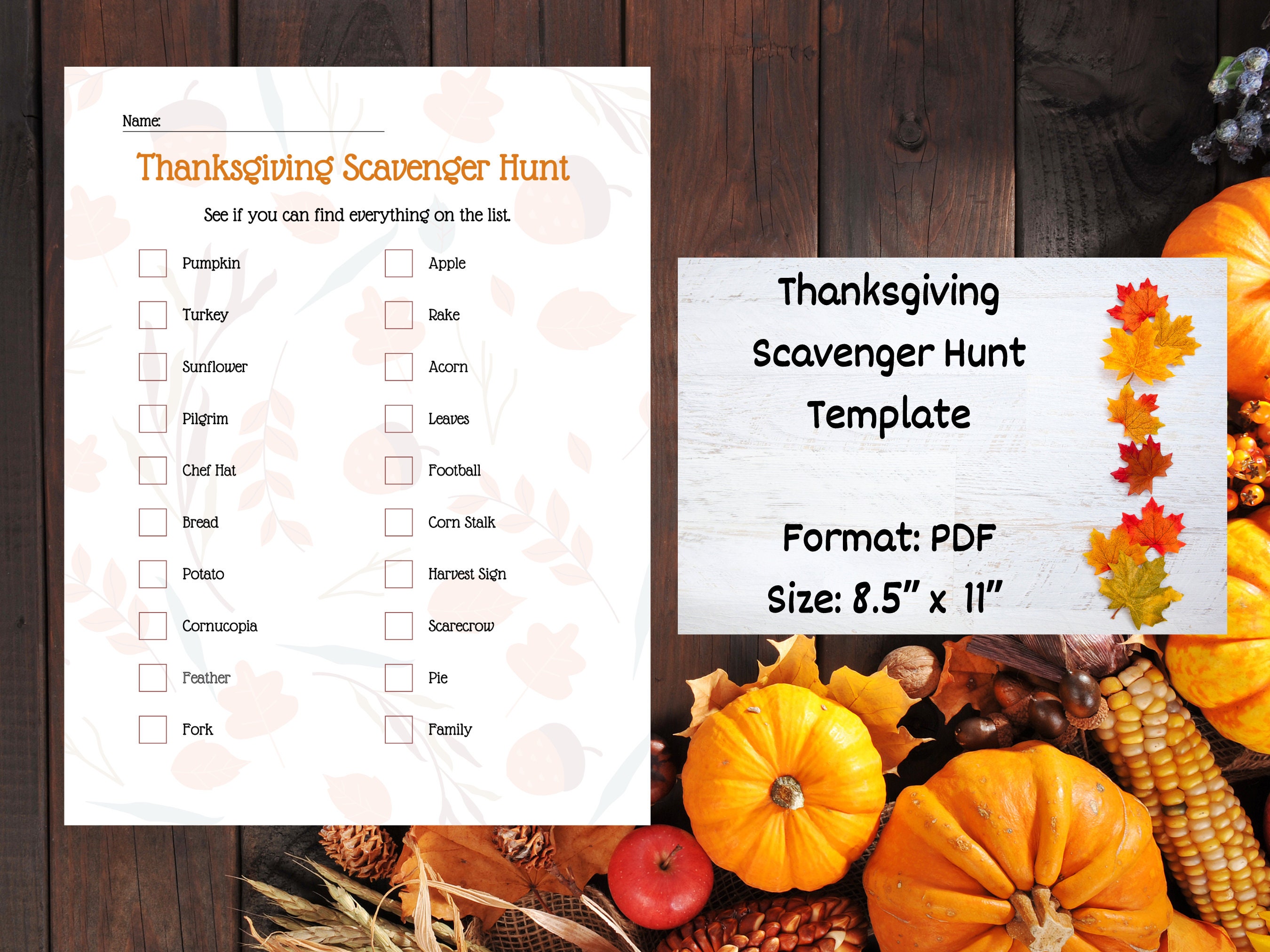Thanksgiving Scavenger Hunt Template, Thanksgiving Scavenger Activity ...