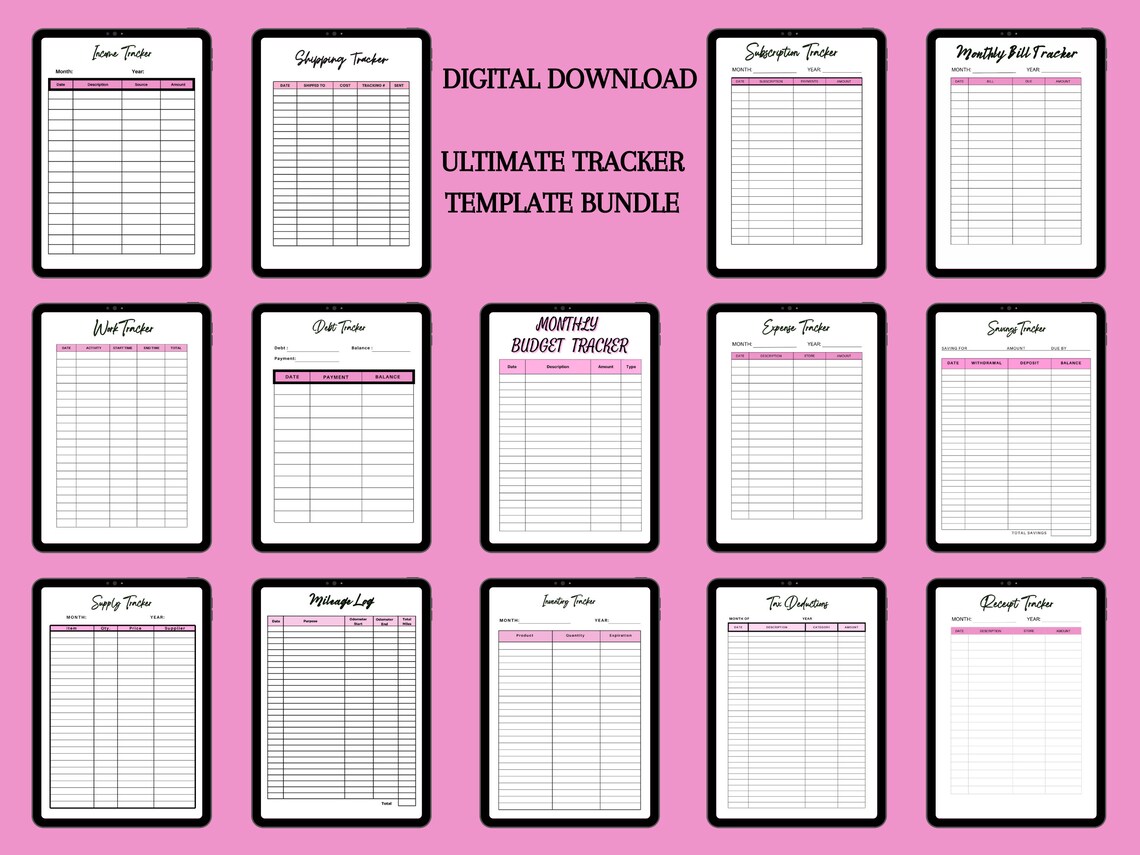 Money Tracker Template Printable Bundle, Money Tracker Templates ...
