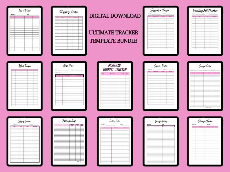 Money Tracker Template Printable Bundle, Money Tracker Templates ...