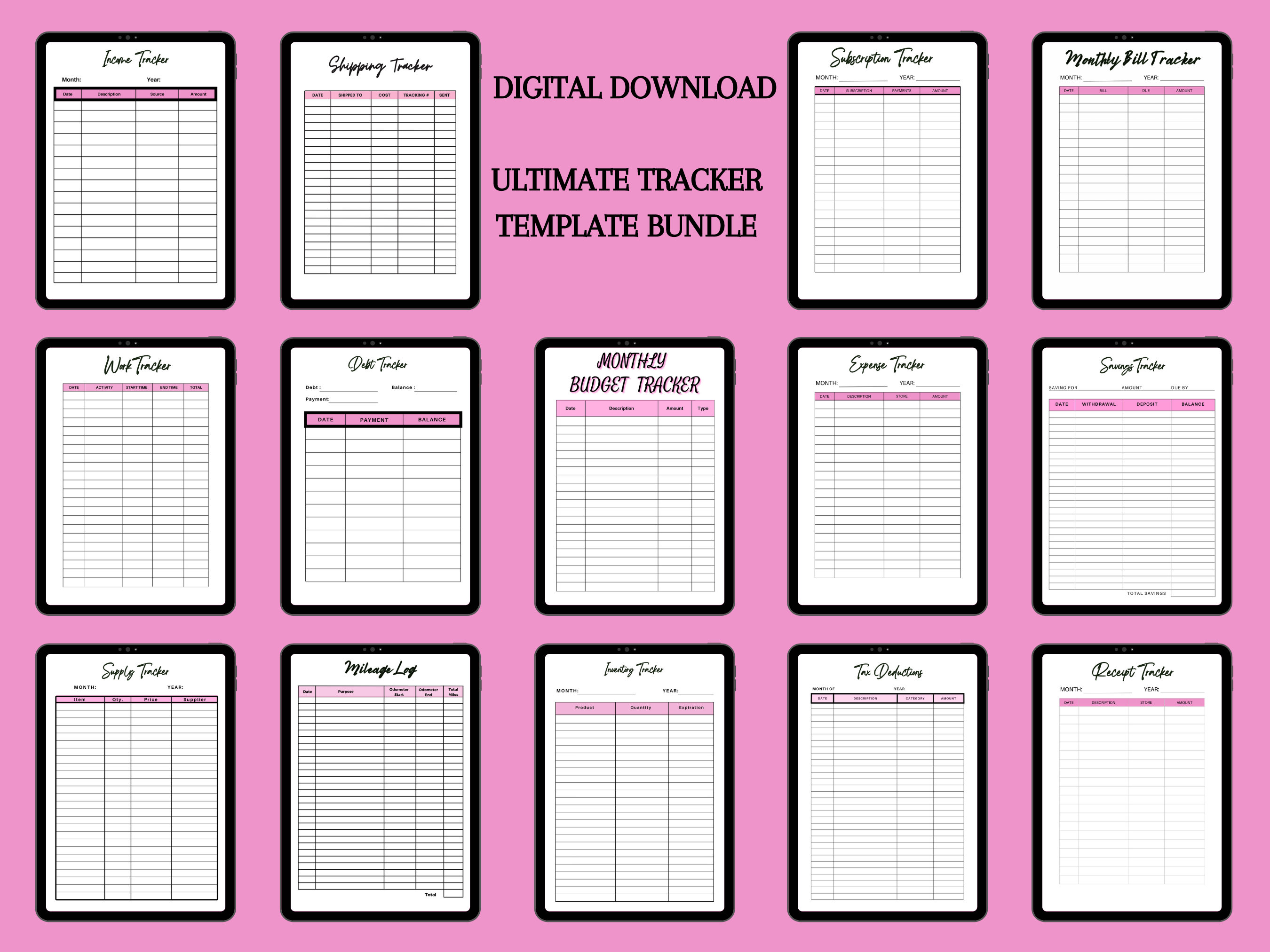 Money Tracker Template Printable Bundle, Money Tracker Templates ...