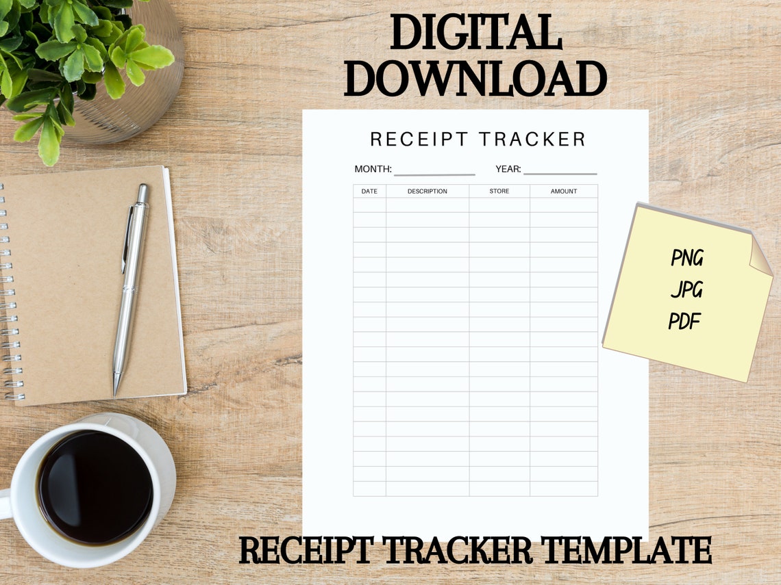 Receipt Tracker Template Printable, Small Business Receipt Organizer ...