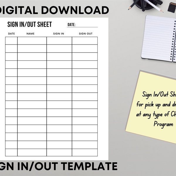 Monthly Daycare Sign in and Out Sheets - Etsy