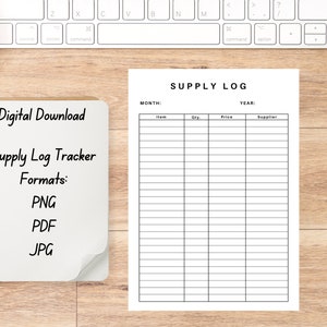 Supply Log Tracker Template, Digital Download, Small Business Supply ...