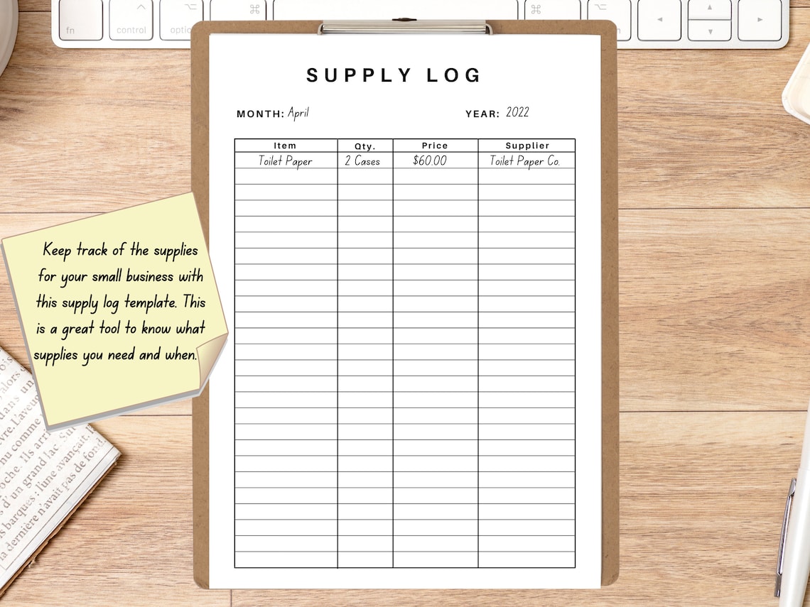 Supply Log Tracker Template, Digital Download, Small Business Supply ...
