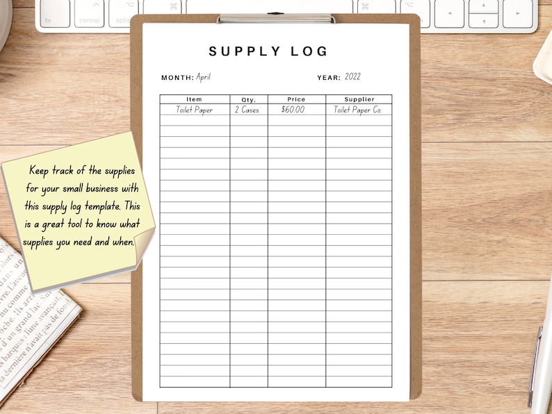 Supply Log Tracker Template, Digital Download, Small Business Supply ...
