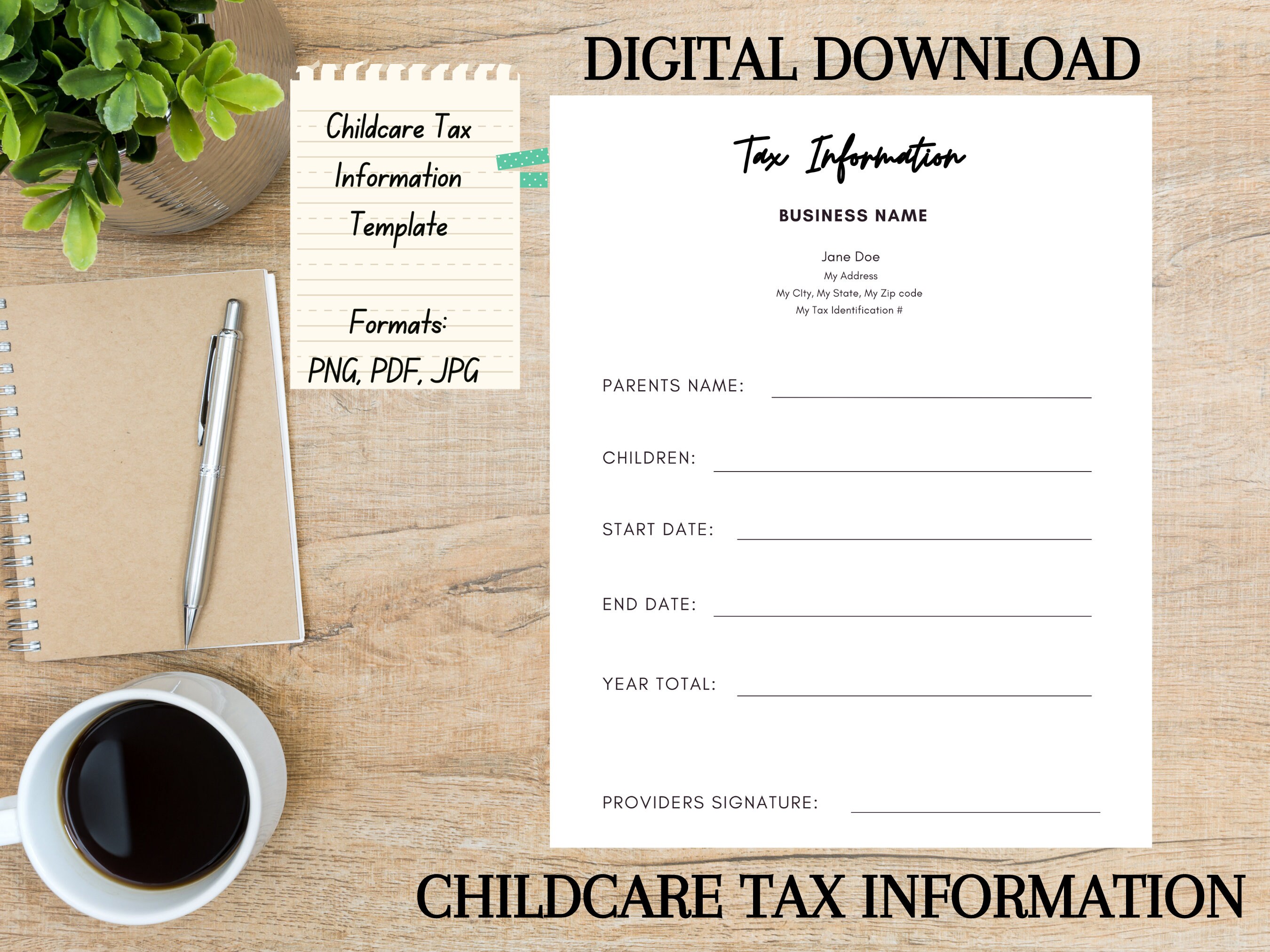 Childcare Tax Information Template Printable, Family Tax Information ...