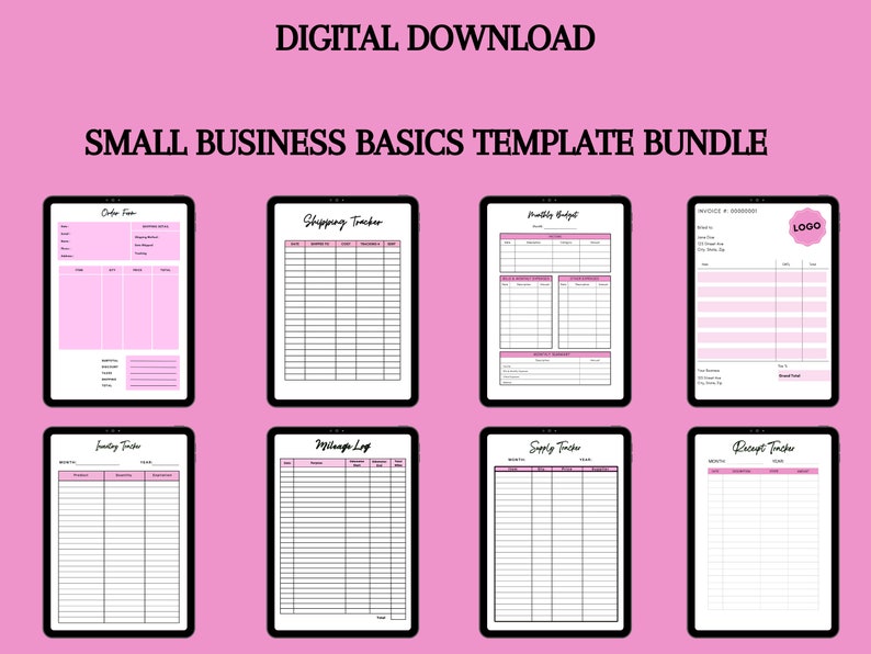 Small Business Basics Template Bundle, Money Tracker Templates ...