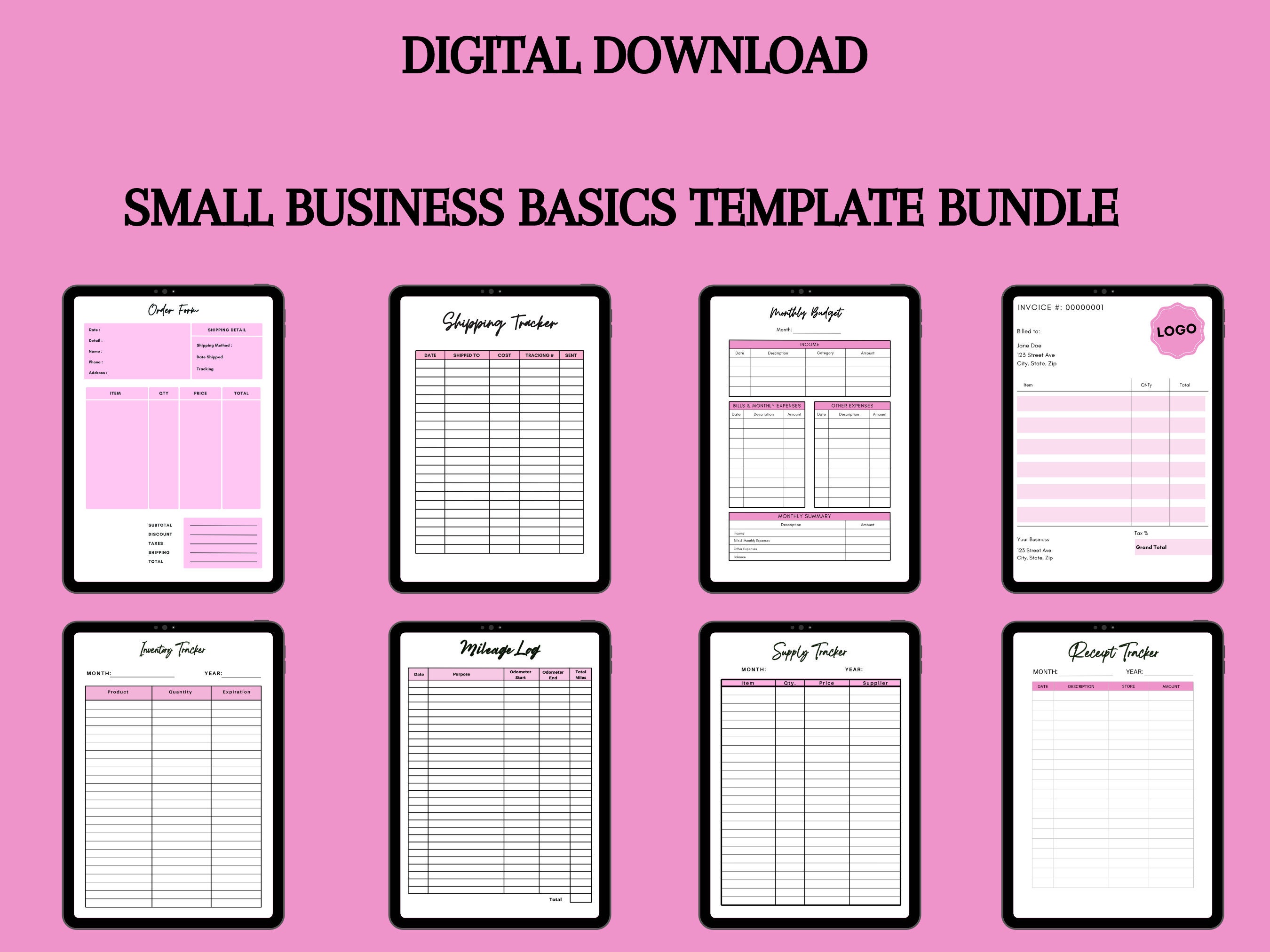 Small Business Basics Template Bundle, Money Tracker Templates ...