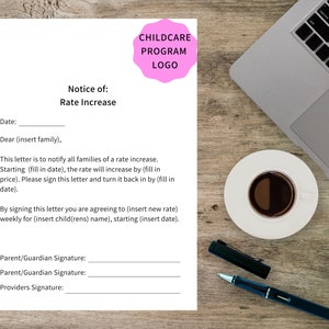 Childcare Rate Increase Letter Template, Daycare Rate Increase Letter ...