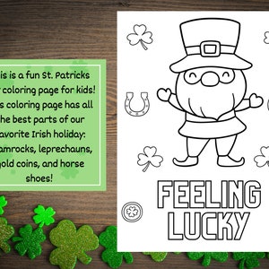 Feeling Lucky St. Patricks Day Coloring Page Template, Leprechaun ...