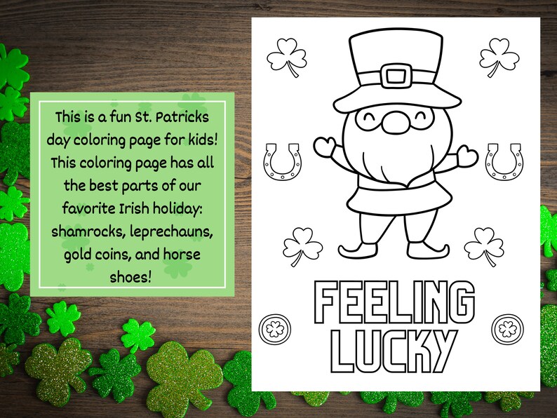 Feeling Lucky St. Patricks Day Coloring Page Template, Leprechaun ...