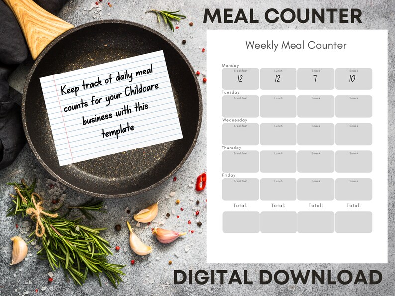 Meal Count Tracker Template Printable Digital Download - Etsy