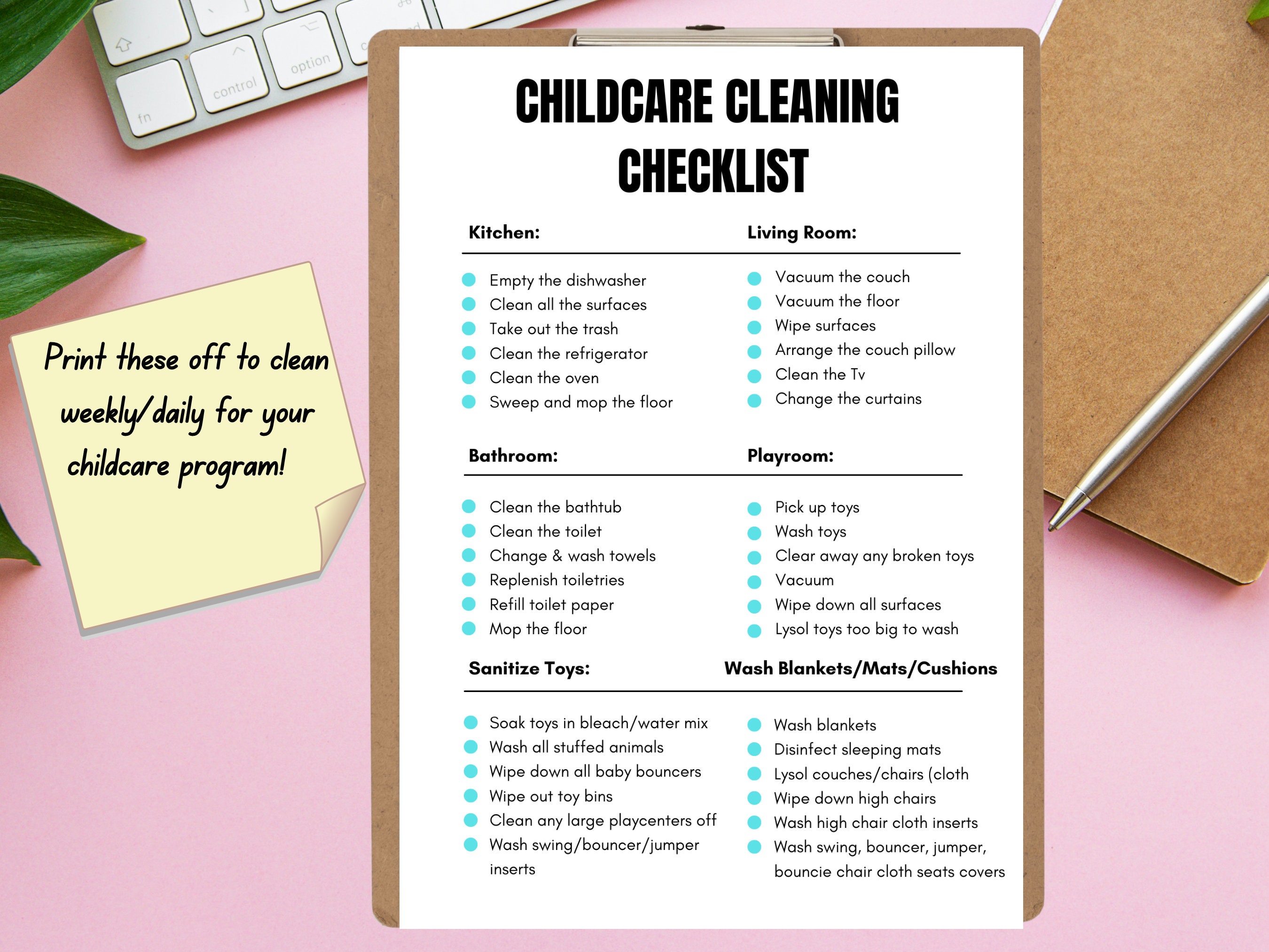 Childcare Cleaning Checklist Digital Download - Etsy