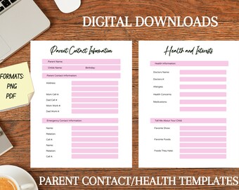 Daycare Emergency Contact List. Emergency Contact Form. - Etsy
