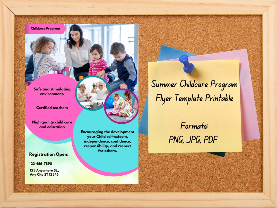 Summer Childcare Program Flyer Template Printable, Summer Daycare ...