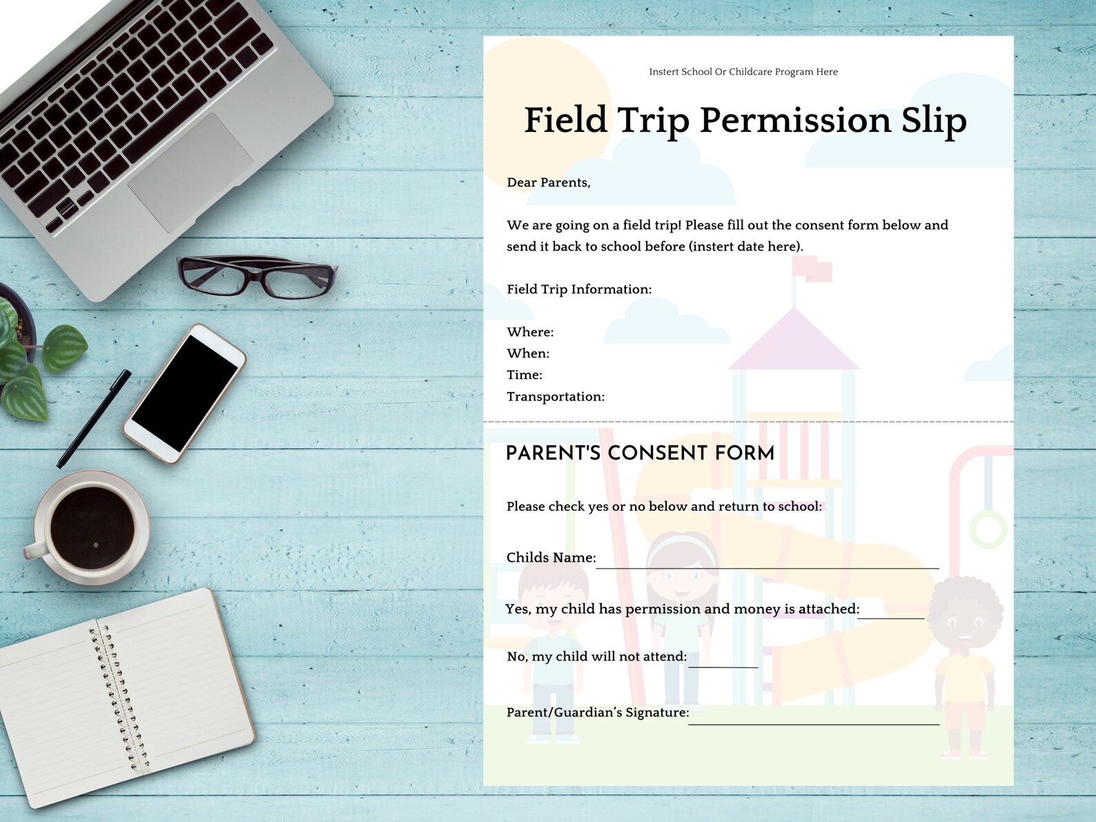Field Trip Permission Slip Template Printable, School Permission Slip ...