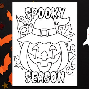 Spooky Season Coloring Page Template Printable, Childrens Halloween ...