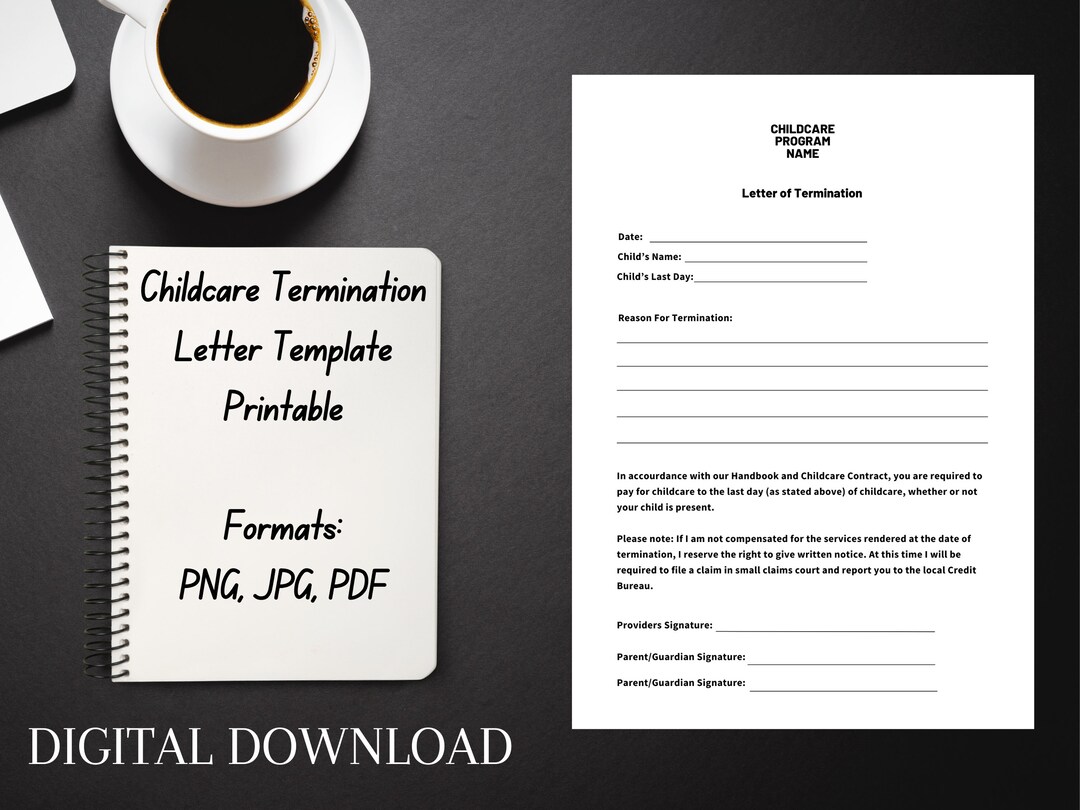 Childcare Termination Letter Template, Editable Daycare Notice of ...