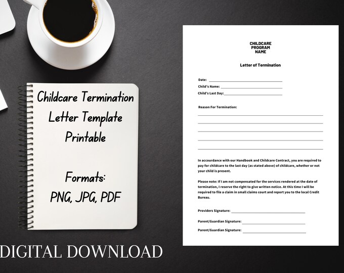 Childcare Termination Letter Template, Editable Daycare Notice of ...