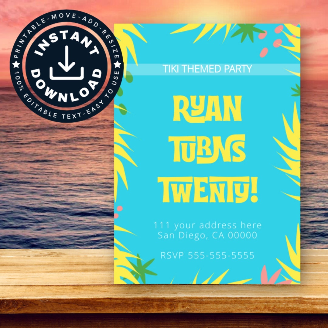 Tropical Themed Party Invite - Editable - Etsy