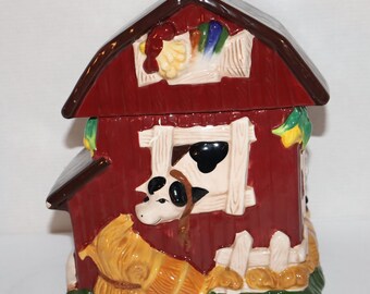 Ceramic Barn Cookie Jar - Etsy