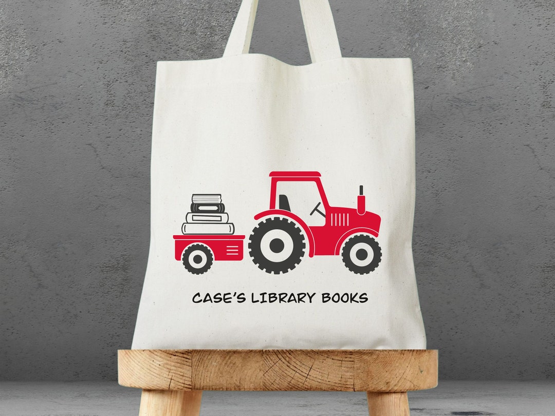 KIDS Tractor LIBRARY BAG | Tote Bag | Canvas Bag for Books | Farm Bag ...