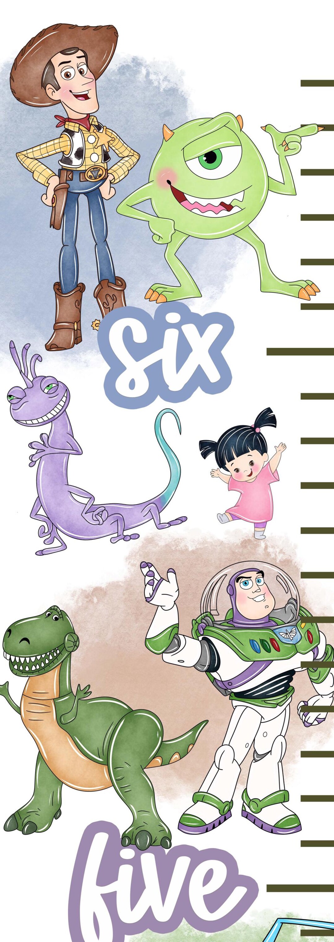 LIMITED EDITION Pixar Friends Canvas Growth Chart | Wall Hanging | Kids ...