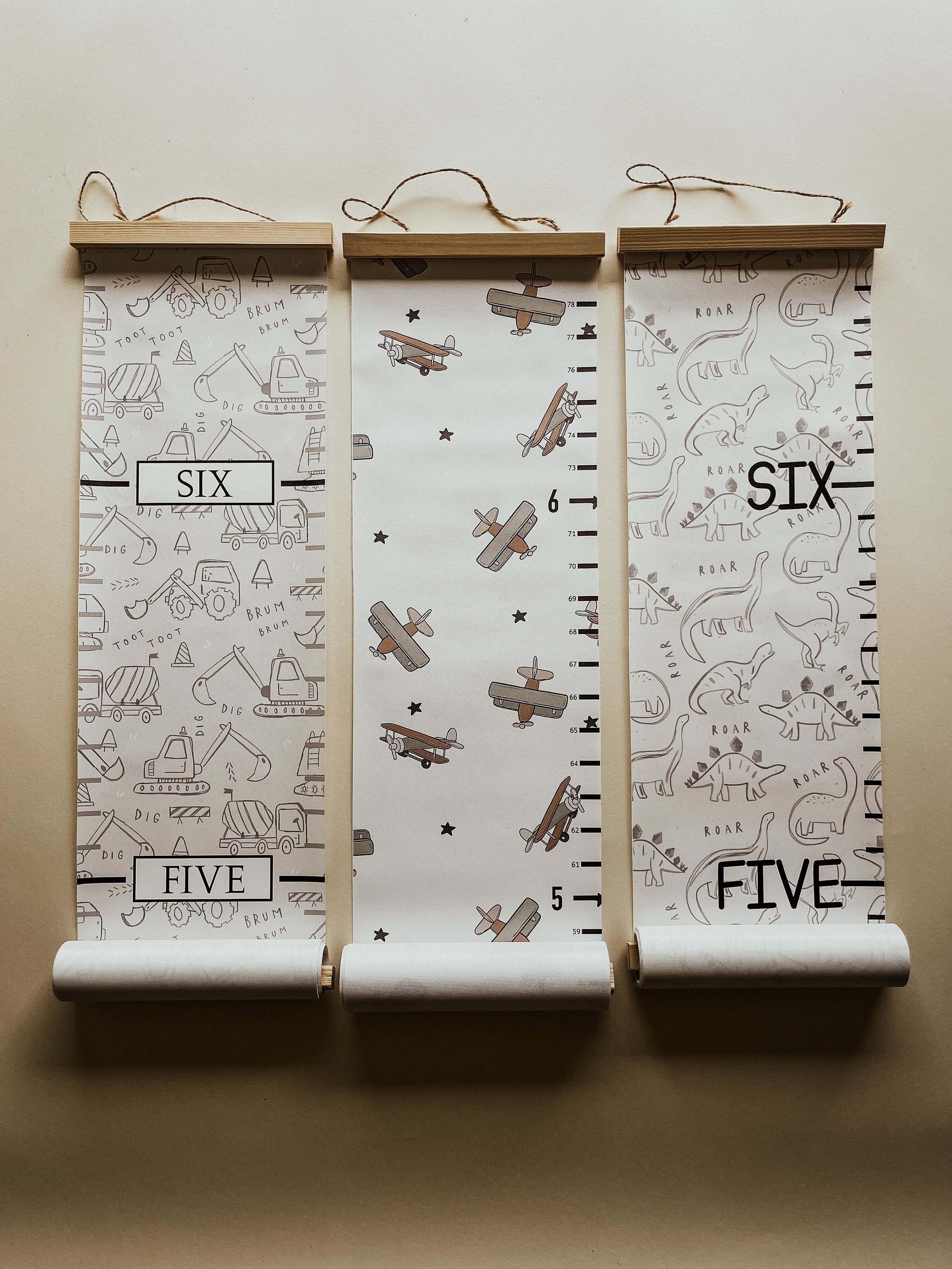 CONSTRUCTION Canvas Growth Chart Kids Room Nursery - Etsy