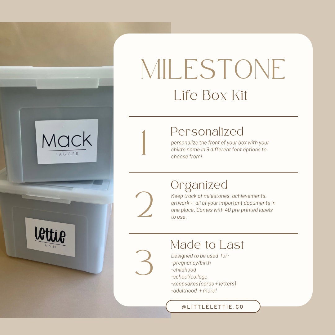 Milestone Life Box NAME+FOLDER Labels ONLY | Kids Organization ...