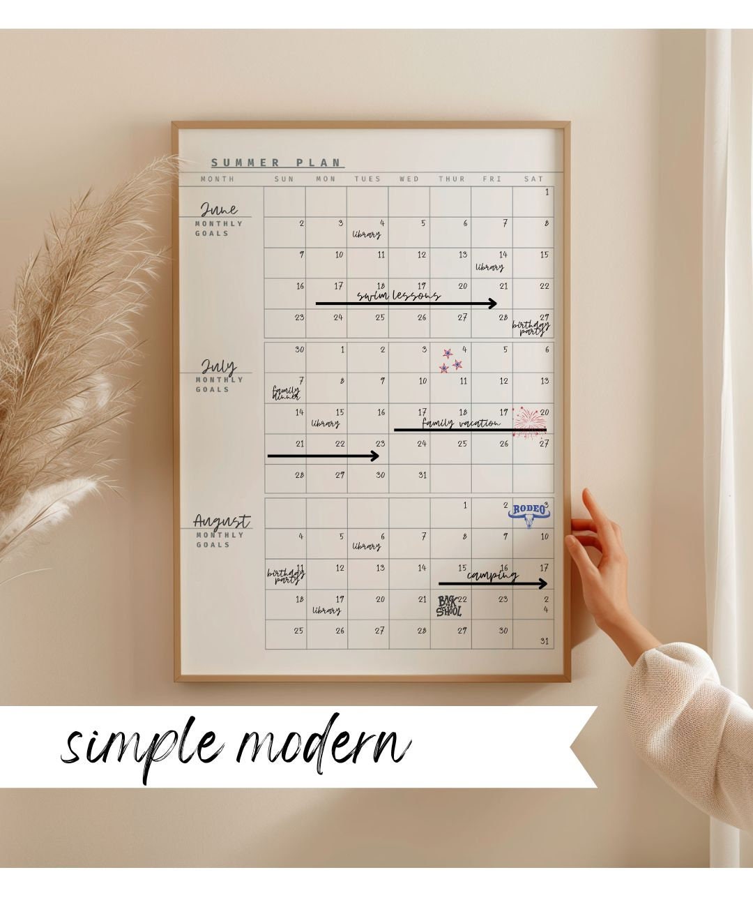 Summer Plan 3 Month Blank Calendar Summer Calendar Summer Break to Do ...