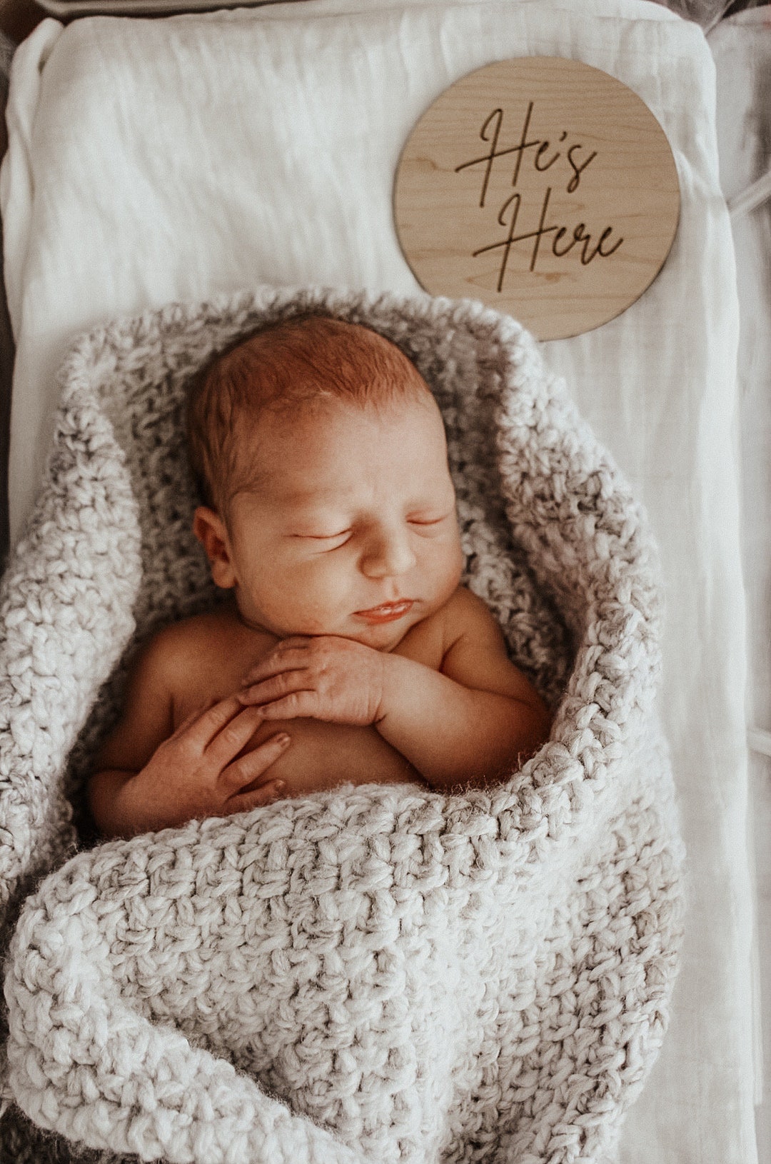 He’s Here! Baby Boy Announcement Card Baby Hospital | Fresh 48 ...