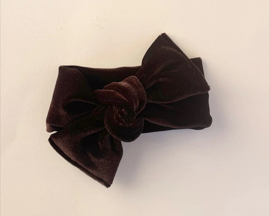 Dark Chocolate Velvet Tie on Headwrap Bow | Velvet Bow Headband | Super ...