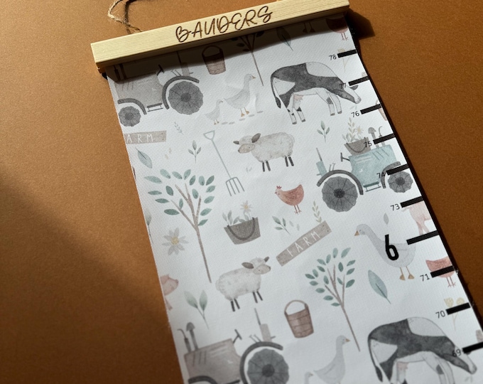 Farm Animals Growth Chart, Height Chart Ruler, Farm Nursery Decor ...