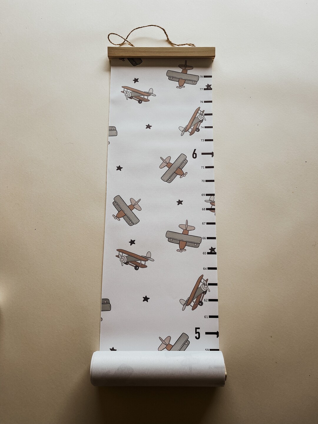 MAVERIK Aviator Canvas Growth Chart Kids Room Nursery Height Chart for ...