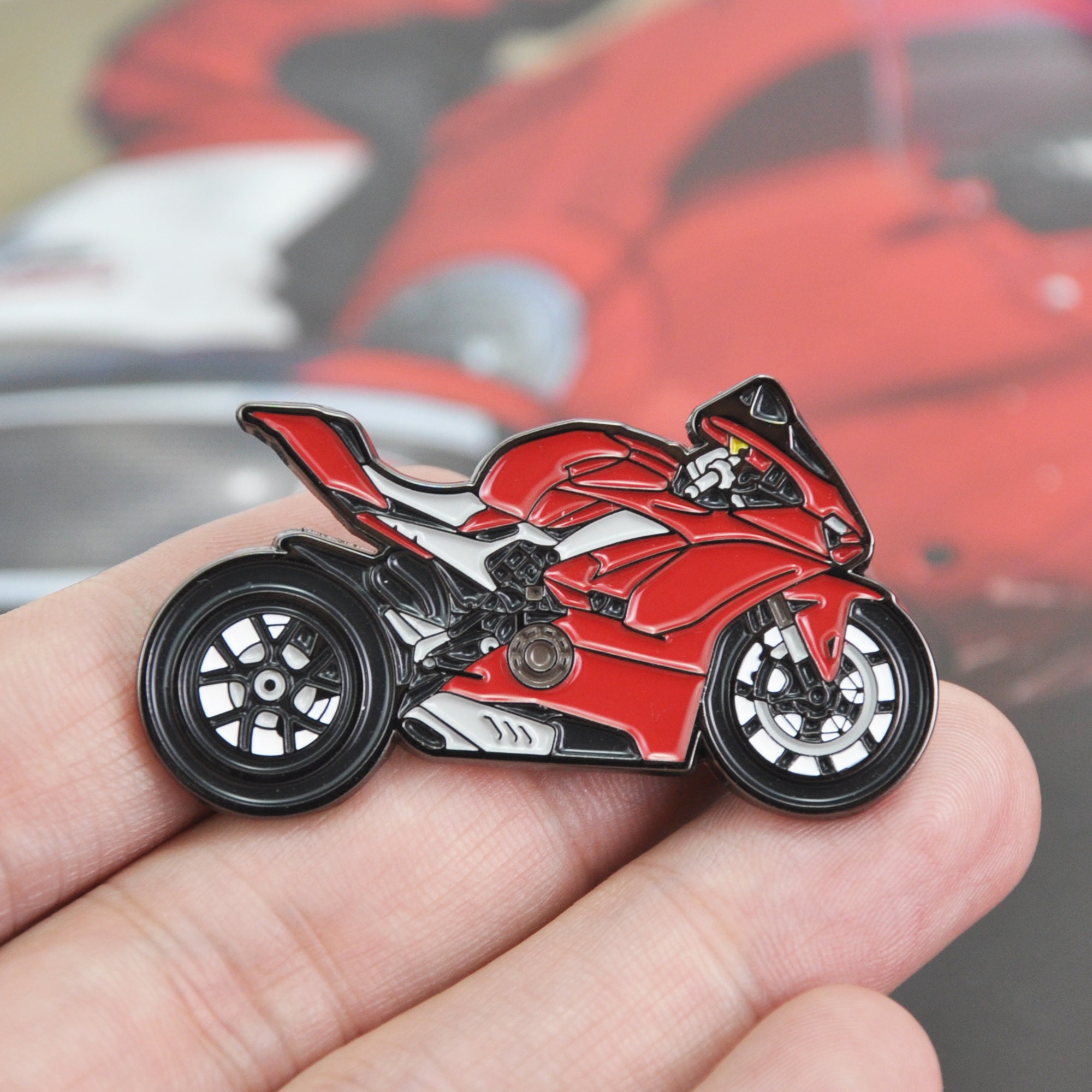 Ducati Panigale V4 Racing Bike Pin Badge Motorcycle Gift for Him Bikers ...
