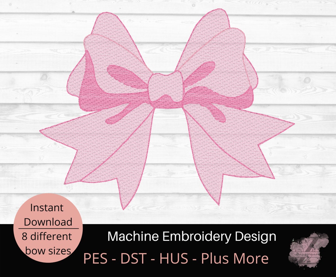 Bow Machine Embroidery Design, Coquette Bows, Sketch Bow Embroidery ...