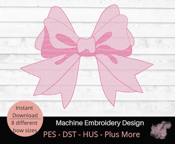 Bow Embroidery Design Machine Embroidery Design Sketch Bow | Etsy