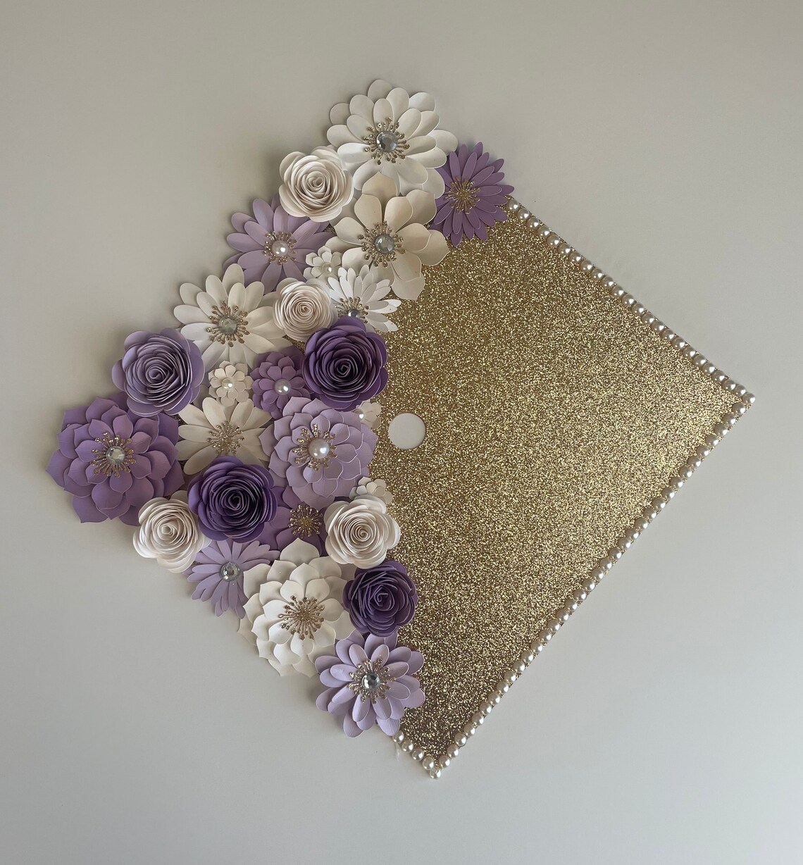 Purple/gold Graduation Cap Topper Paper Flowers Paper - Etsy