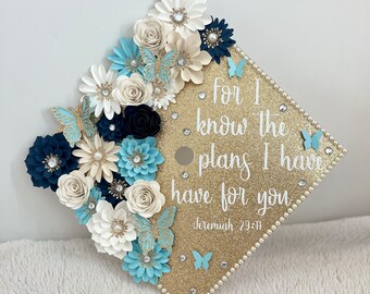 Purple/gold Graduation Cap Topper Paper Flowers Paper - Etsy