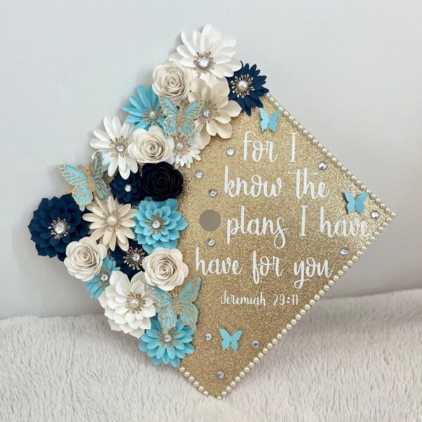 Graduation Flowers Blue and Gold - Etsy
