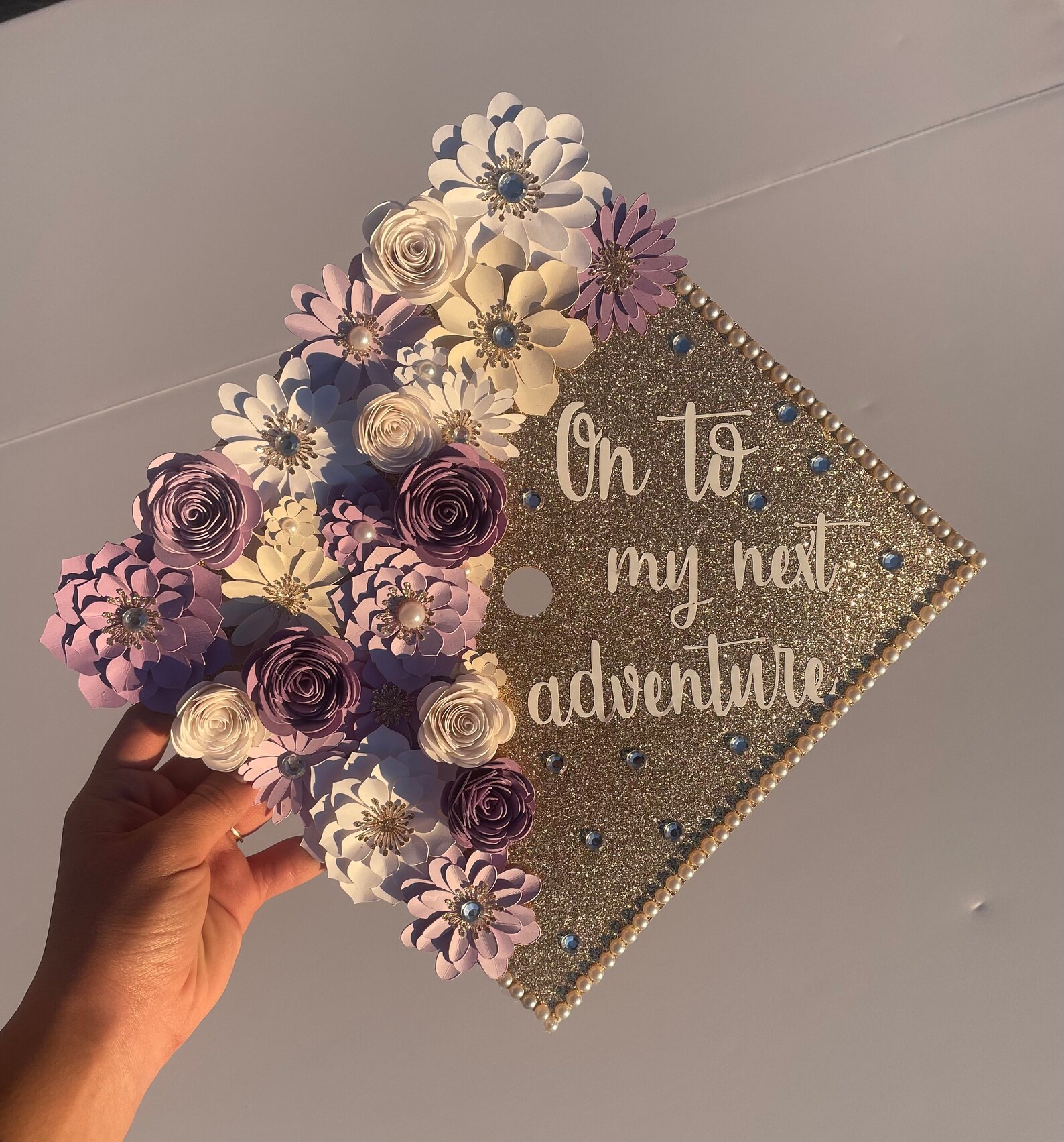 Purple/gold Graduation Cap Topper Paper Flowers Paper - Etsy