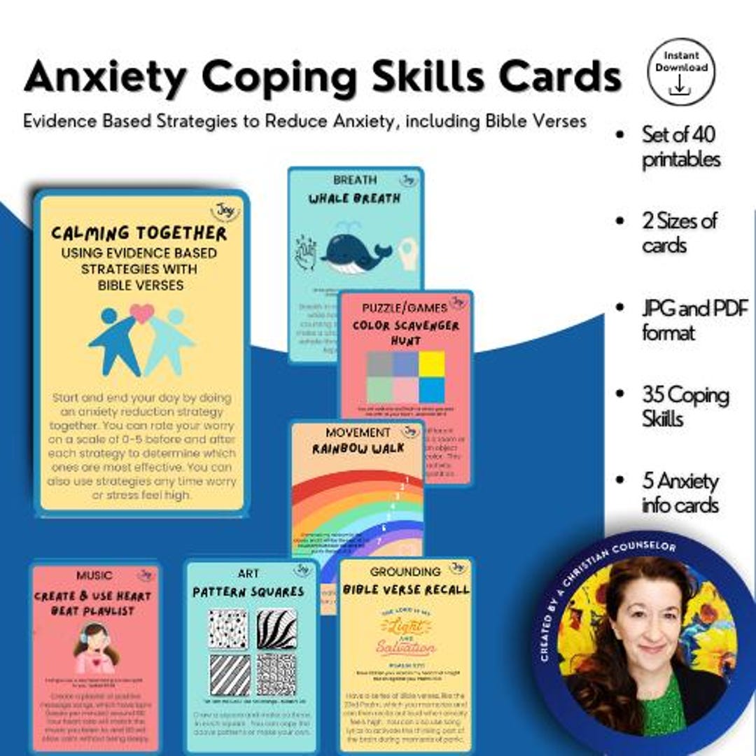 Anxiety Coping Skills Cards With Bible Verses - Etsy
