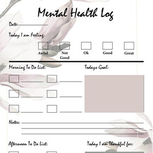 Printable Mental Health Log | Multi Page Digital Downloadable Health ...
