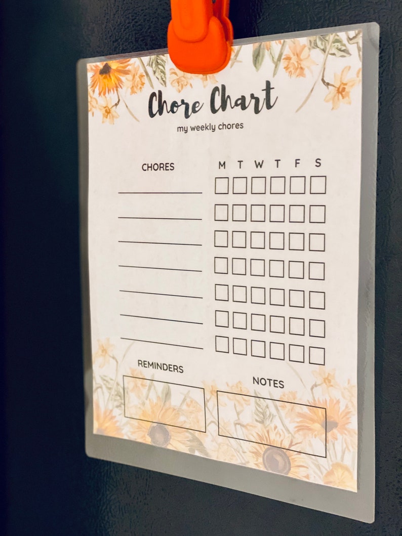 Chore Chart | Printable Family Chore Chart| Blank Weekly Family Chore ...