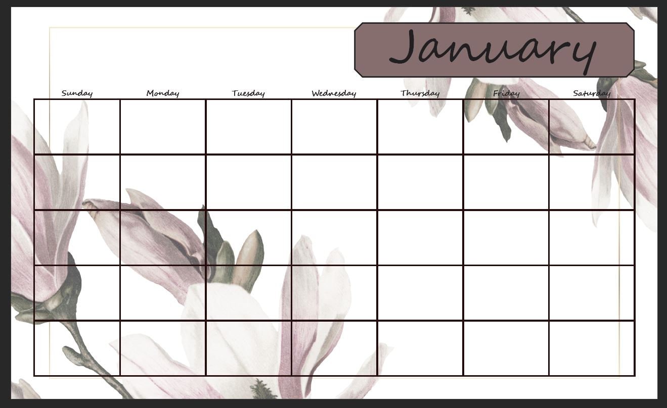 Printable Calendar Blank 12 Month 8.5 X 14 Legal Elegant colorful ...