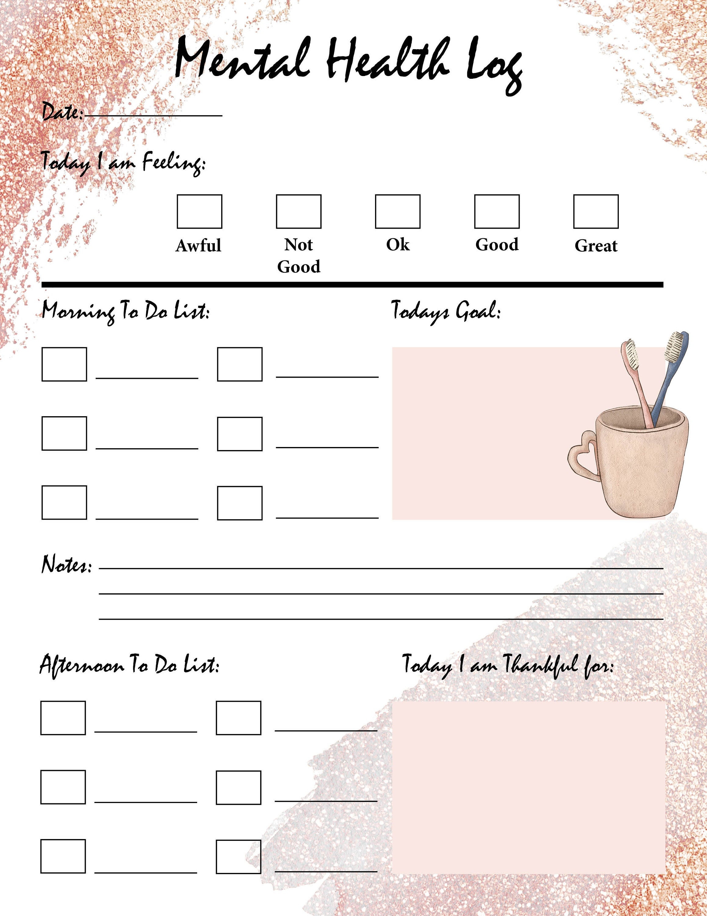 Printable Mental Health Log | Multi Page Digital Downloadable Health ...