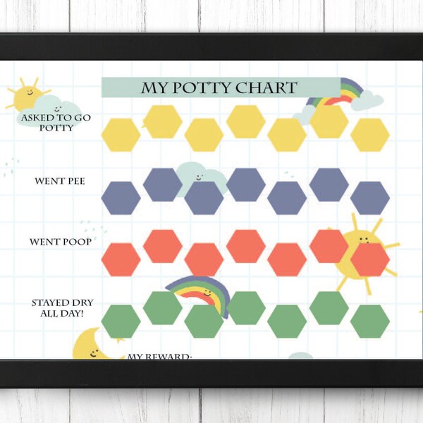 Printable Potty Chart Kids Potty Training Chart Colorful Kids Doodle ...