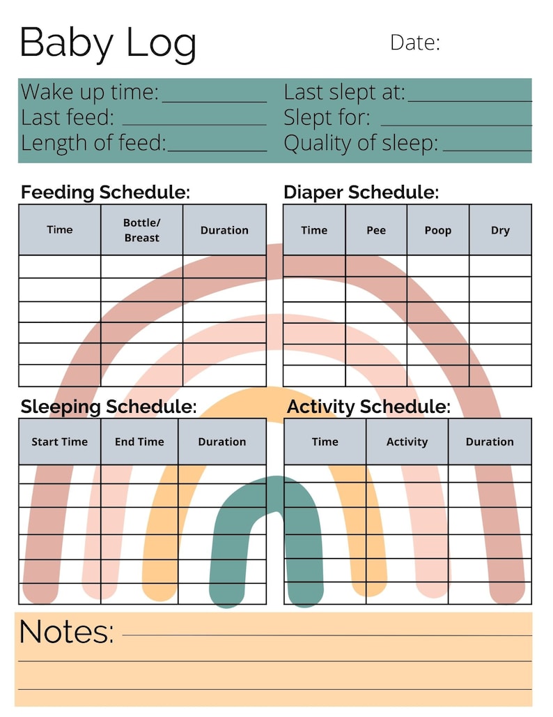 Printable Baby Log | Newborn Tracker and Nanny Log | Babysitter Log ...
