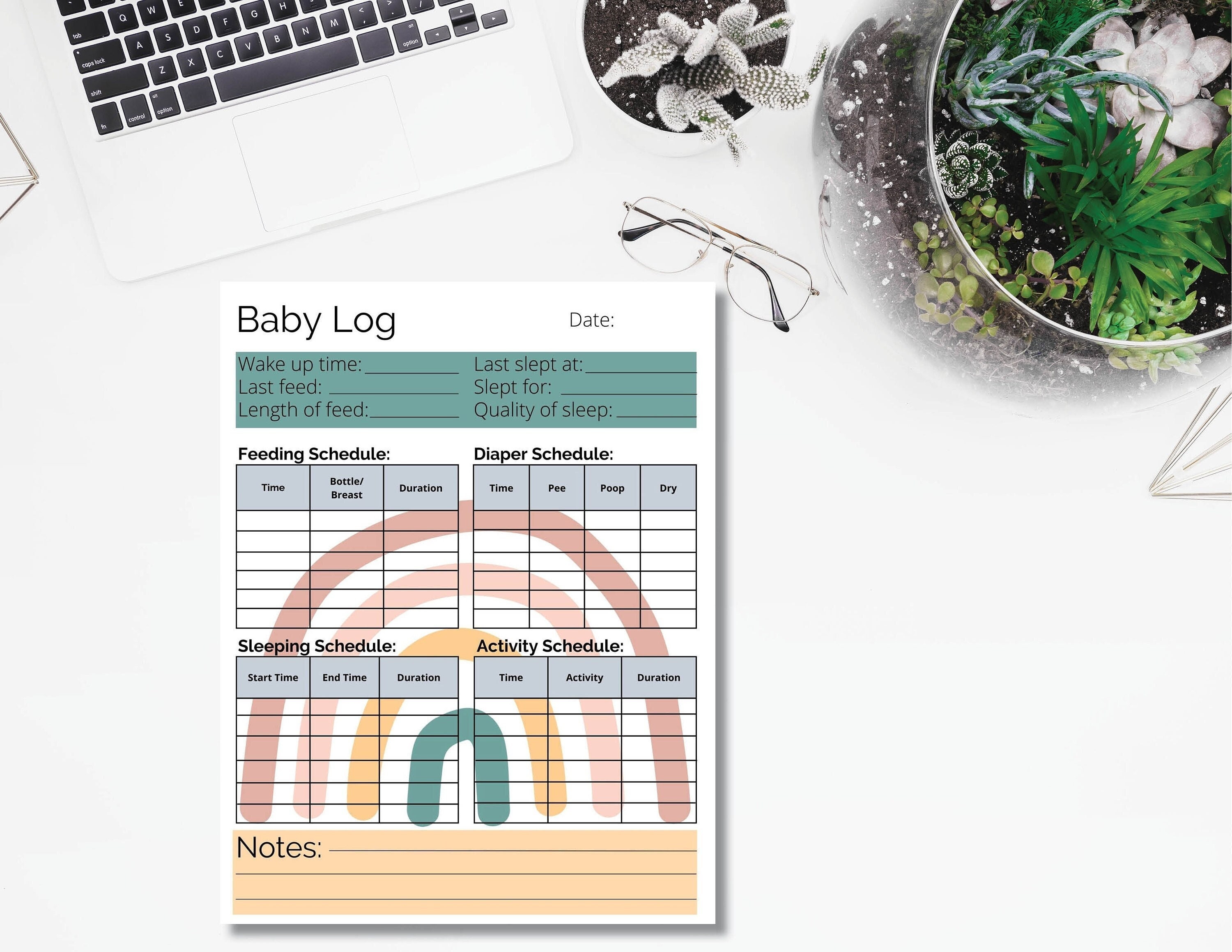 Printable Baby Log Newborn Tracker and Nanny Log Babysitter Log ...