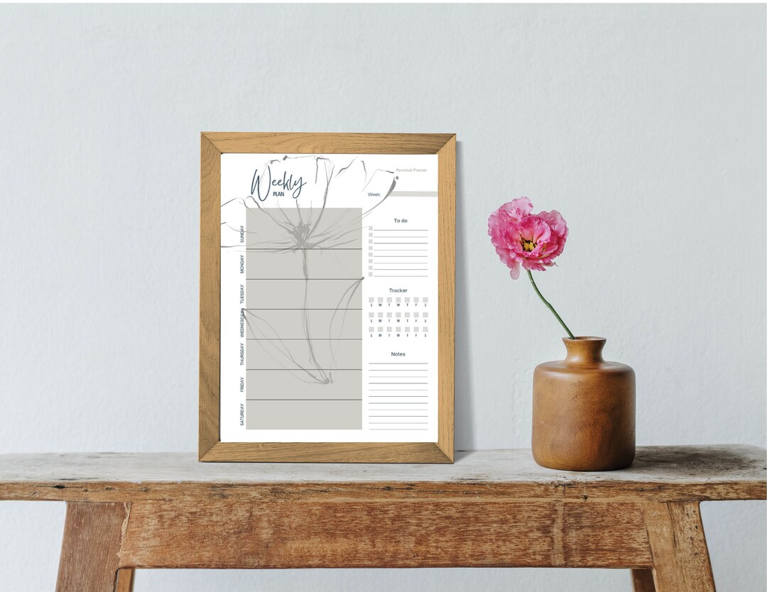 Printable Weekly Planner | Week at a Glance| Neutral Aesthetic| Black ...